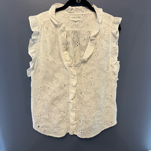 Dear John Tops Dear John White Eyelet Ruffle Blouse Poshmark